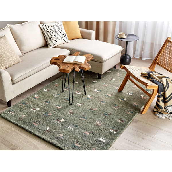 Gracie Oaks Loni Animal Print Hand Woven Hand Tufted Green Area Rug ...