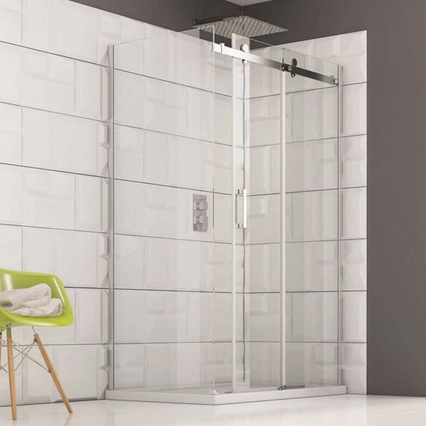 Belfry Bathroom Ami Frameless Fixed Glass Panel with Clear Glass ...