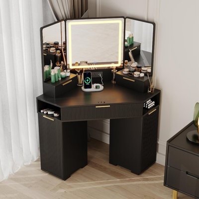 corner vanity table black
