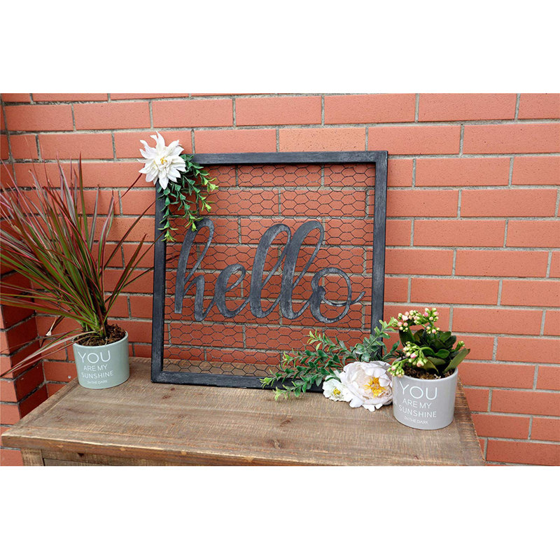 17 Stories Hello with Flowers Wall Décor | Wayfair