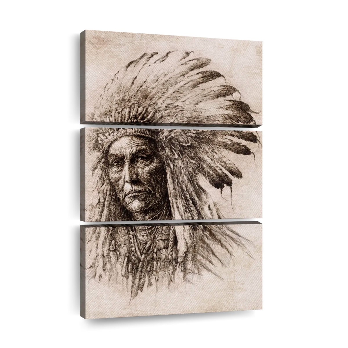 Union Rustic Native American Native American Chief On Canvas 3 Pieces ...