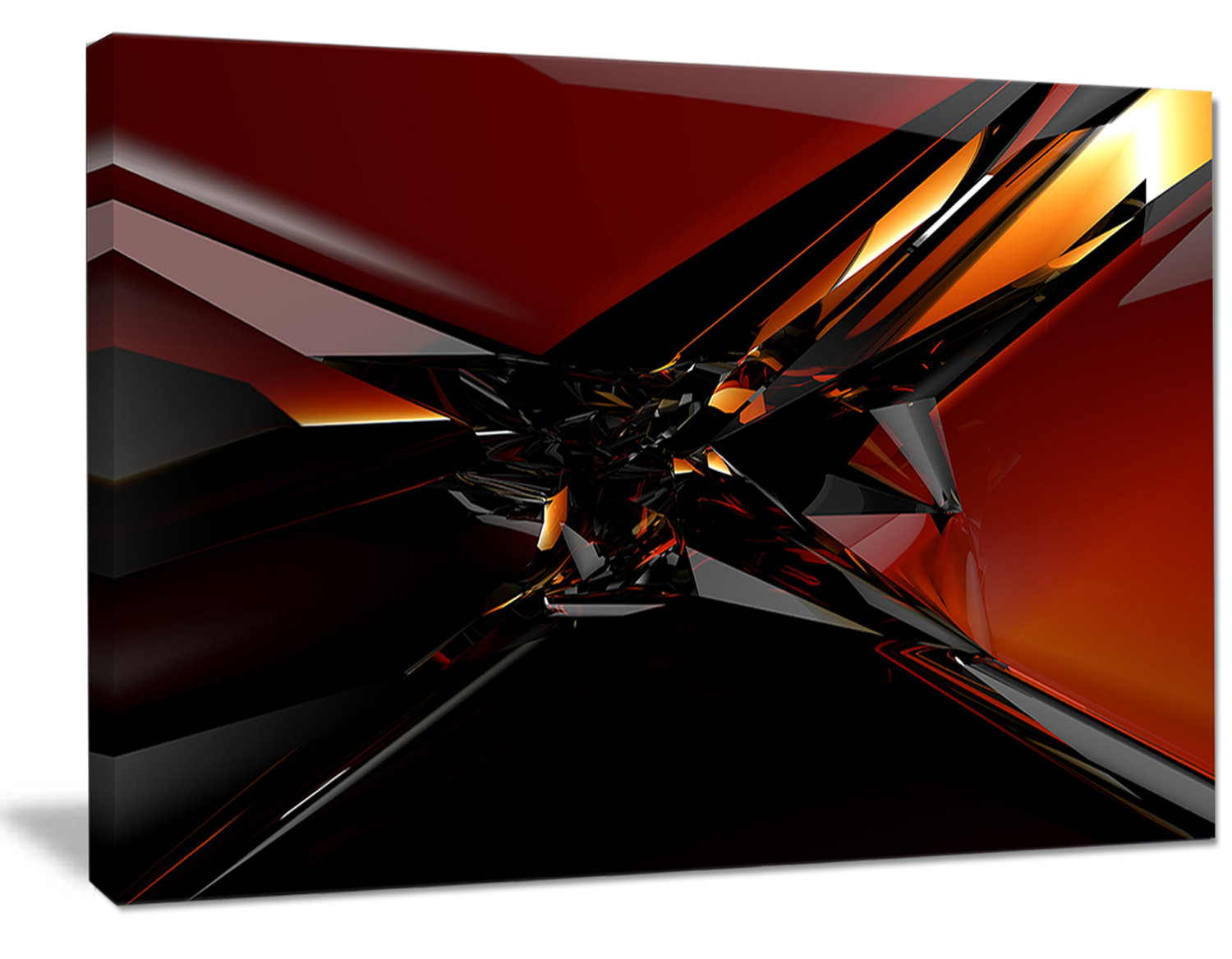 Design Art 3D Abstract Red Glass Design - Wrapped Canvas Graphic Art ...