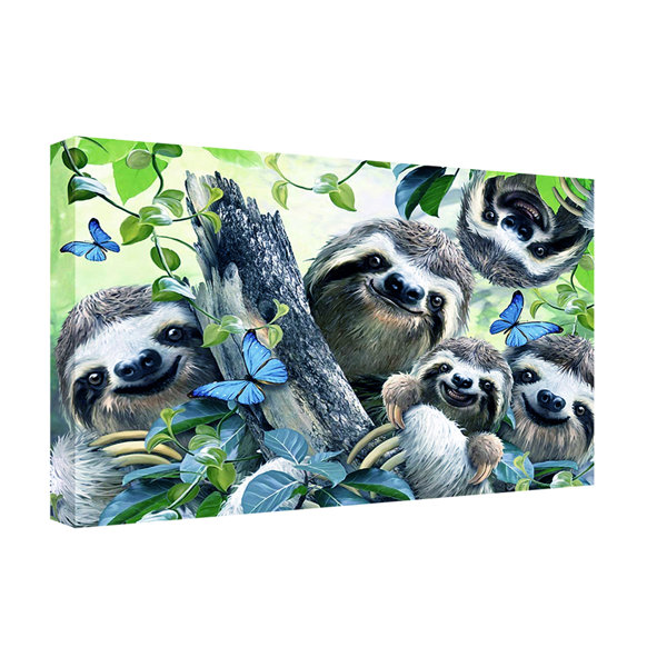 Union Rustic Smiling Sloth Family - Wrapped Canvas Print | Wayfair.co.uk