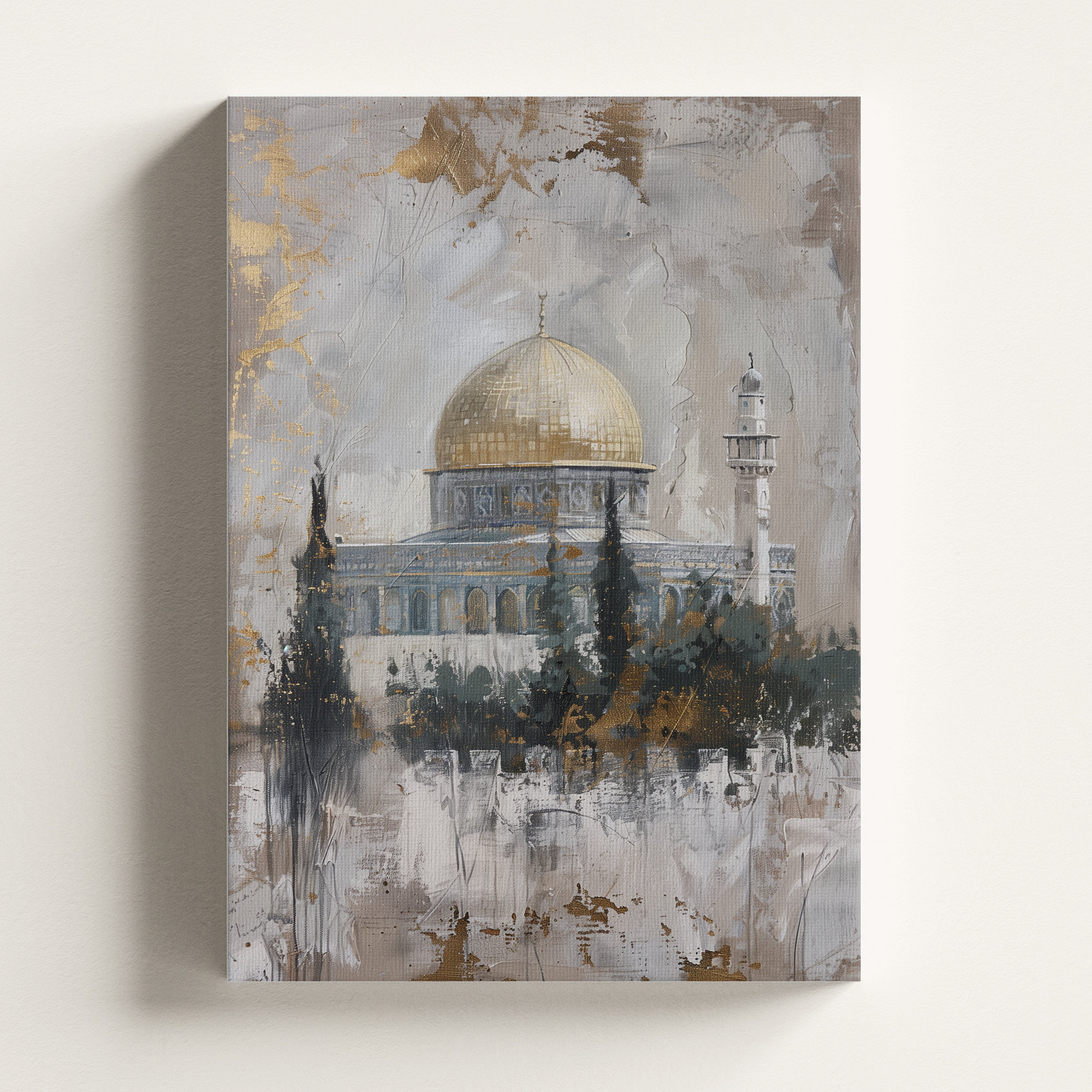 Astoria Grand Gold Mosque Canvas Wall Art |Abstract Mosque Wall Art ...