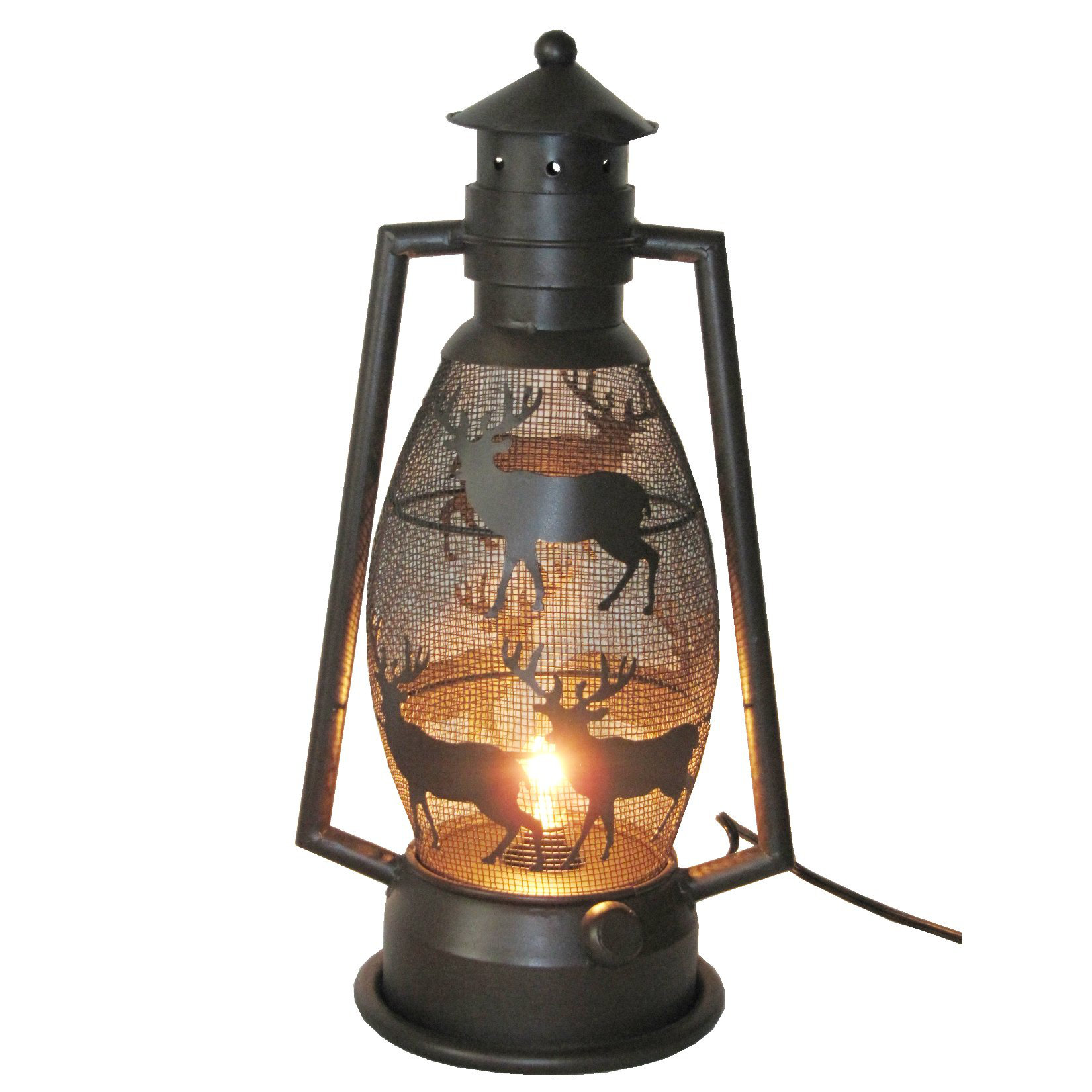 De Leon Collections Woodland Metal Deer Mesh Plug-in Indoor Lantern ...