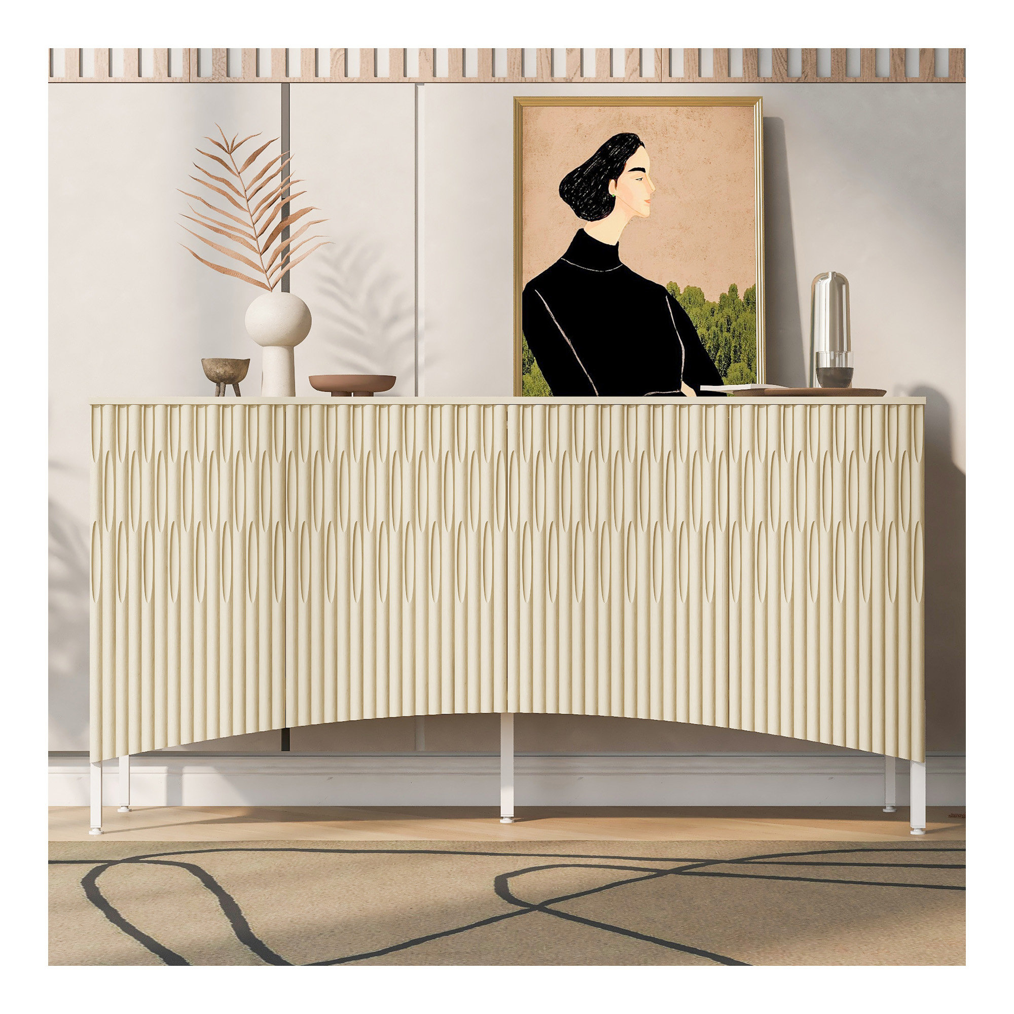 Latitude Run® Elegant Sideboard Featuring Curved Bottom Doors With ...
