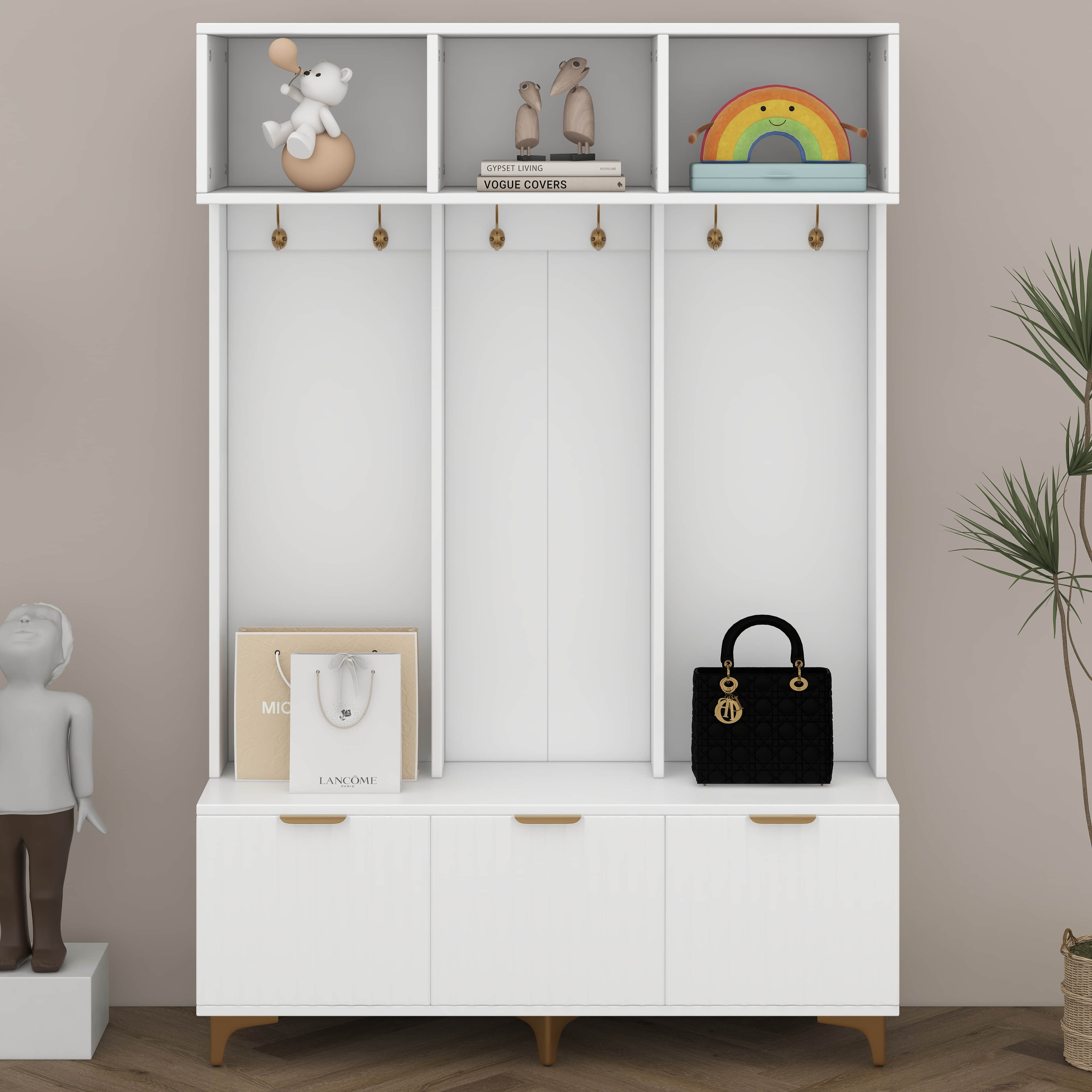 Hokku Designs Hall Tree With Bench, Multi-Functional Storage Bench With ...