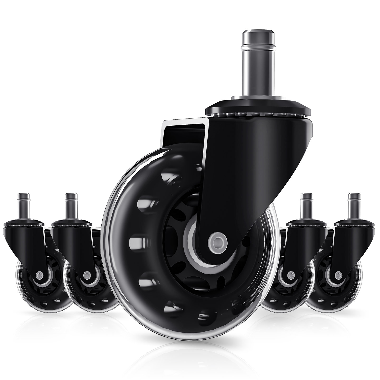 HBADA Office Chair Casters Replacement Rubber Chair Casters(Set of 5 ...