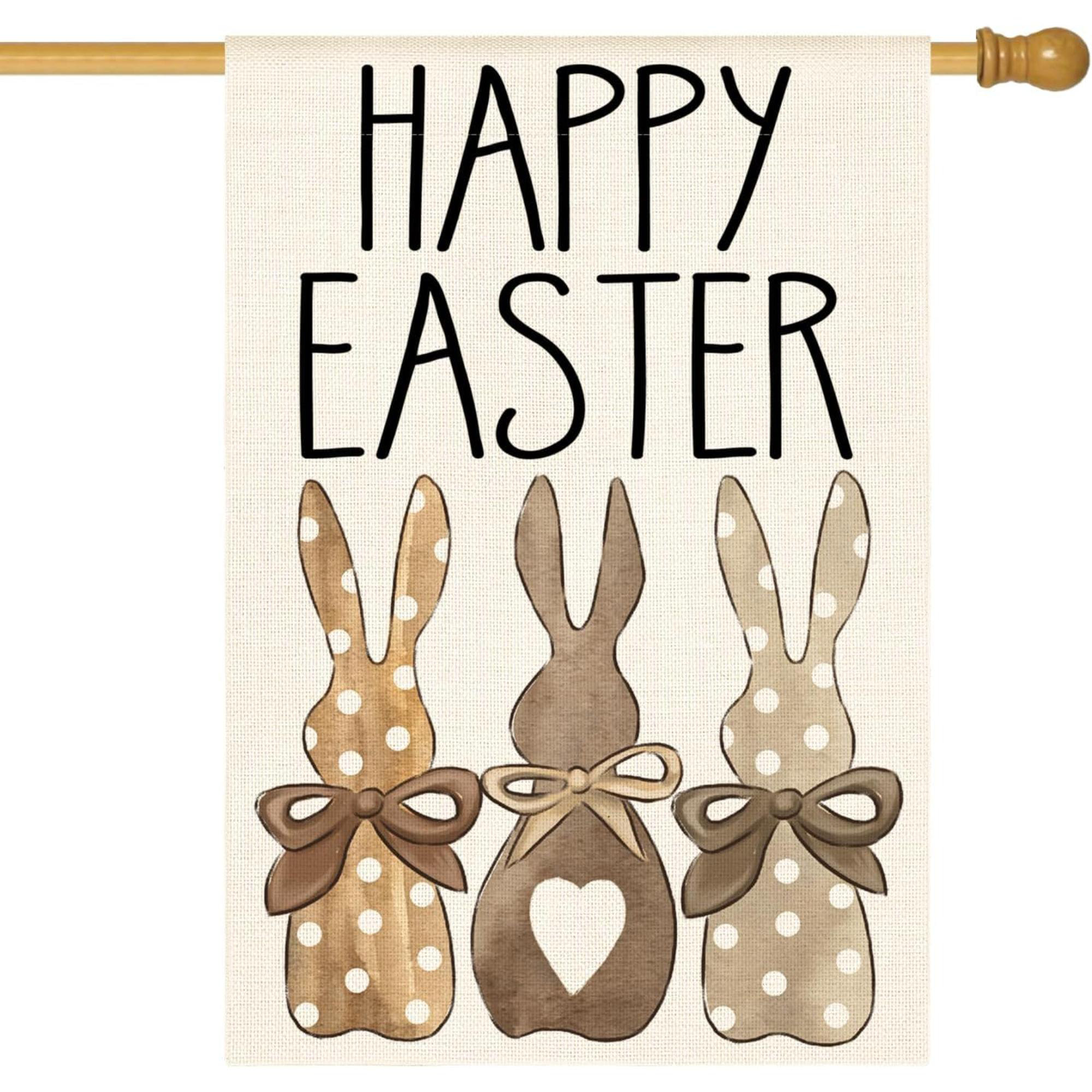 Ophelia & Co. Happy Easter Polka Dot Rabbit House Flag Double Sided ...