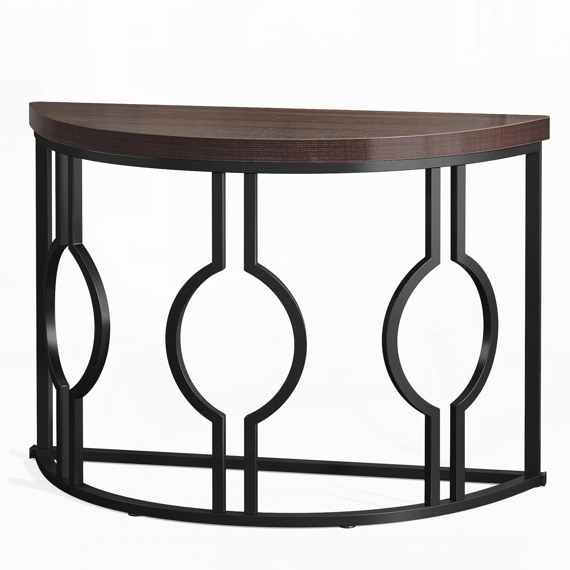 Ebern Designs Half Moon Console Table for Entryway, 43 Inch Industrial ...