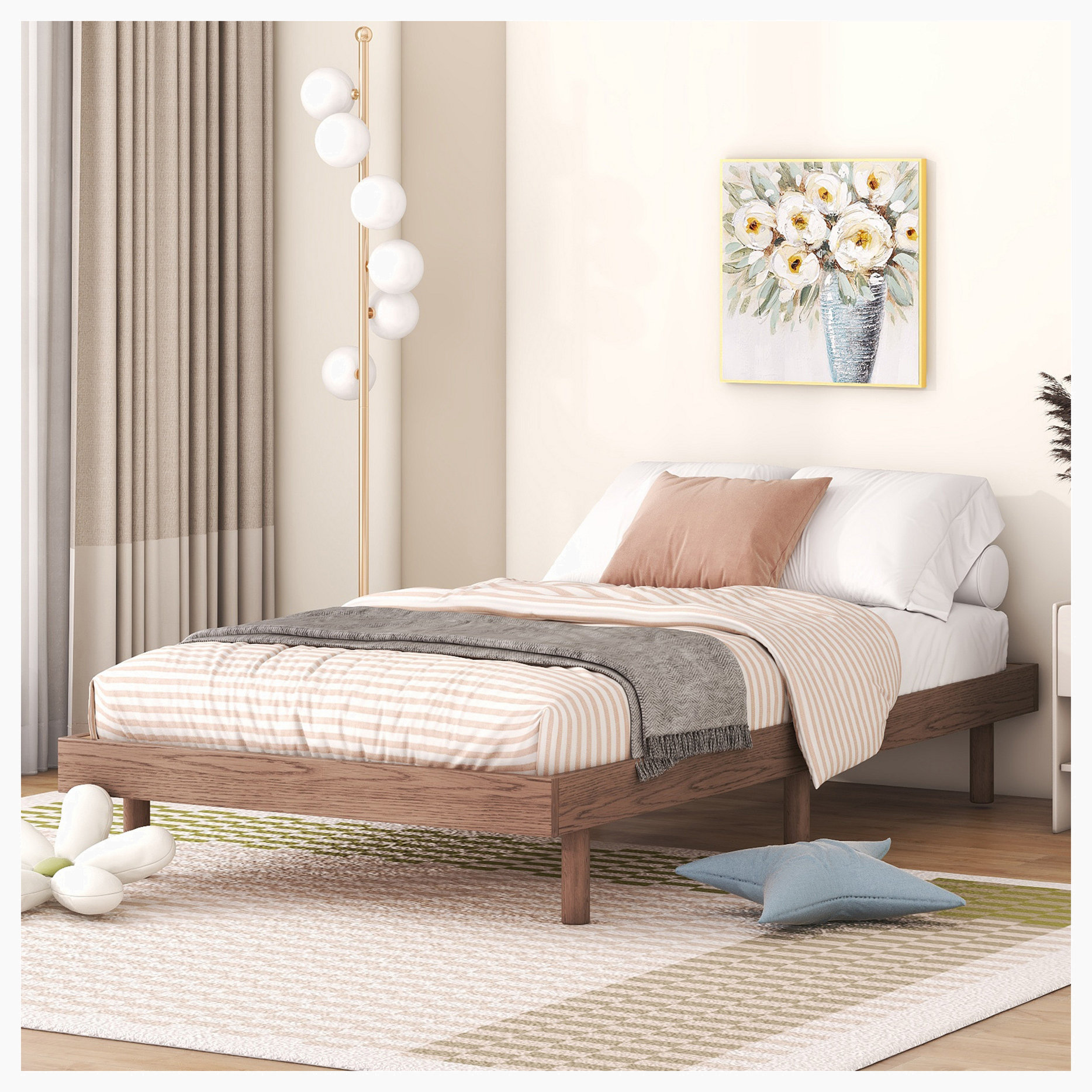 Ebern Designs Reisel Low Floating Platform Bed Frame Size Bed Wood Bed ...