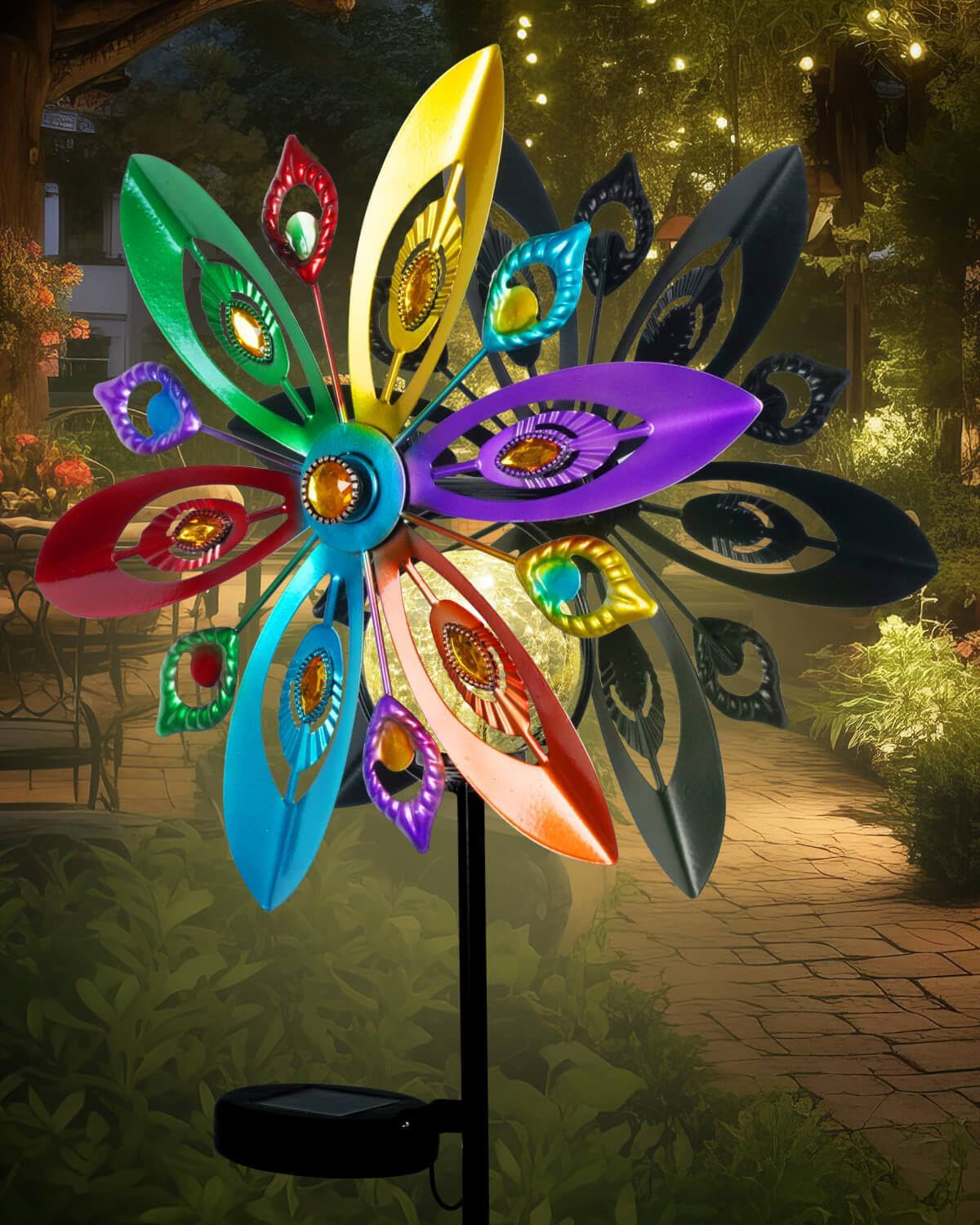 Arlmont & Co. Solar Wind Spinners Outdoor 49In Wind Sculptures ...