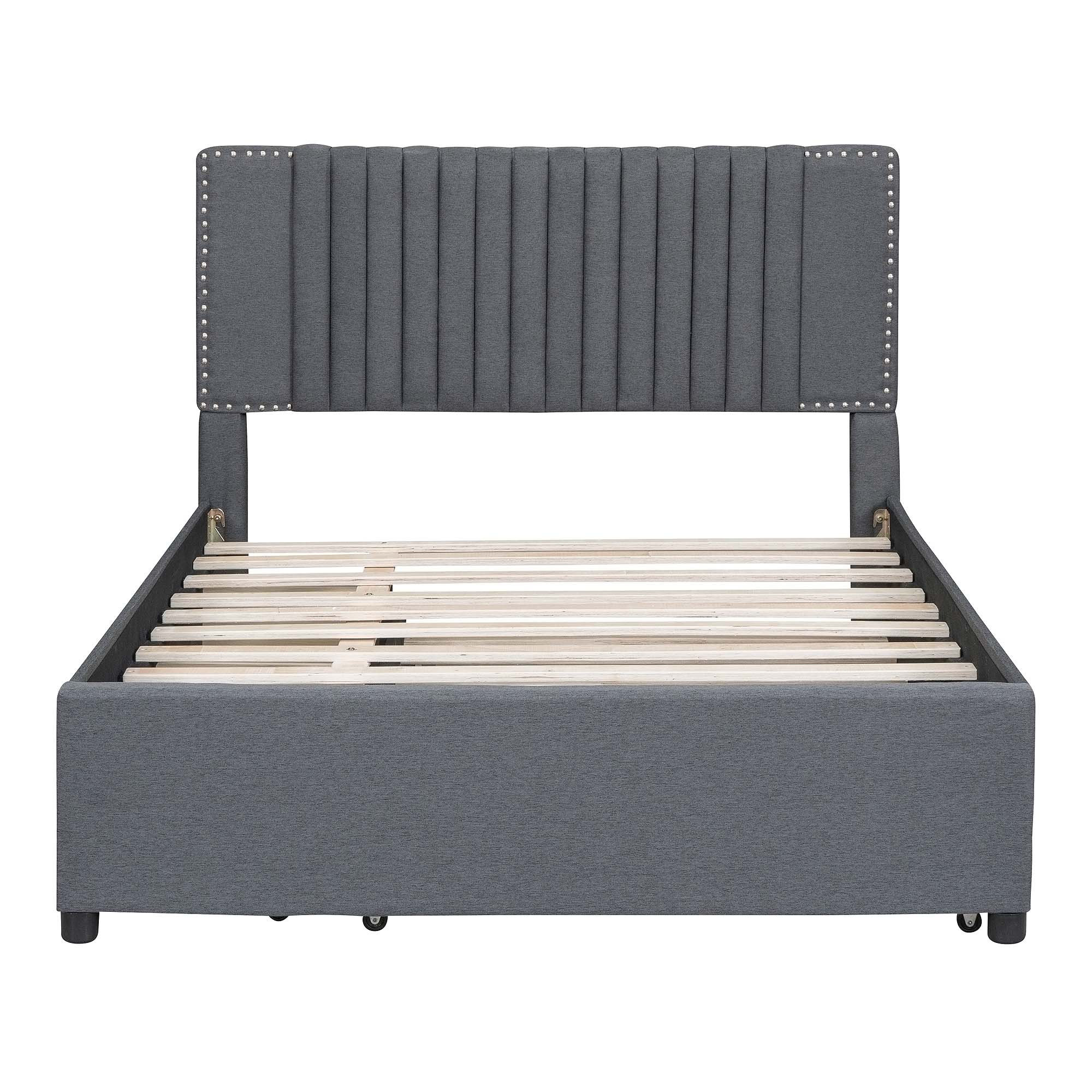 Ebern Designs Luxurious Upholstered Platform Bed with Extra Storage and ...