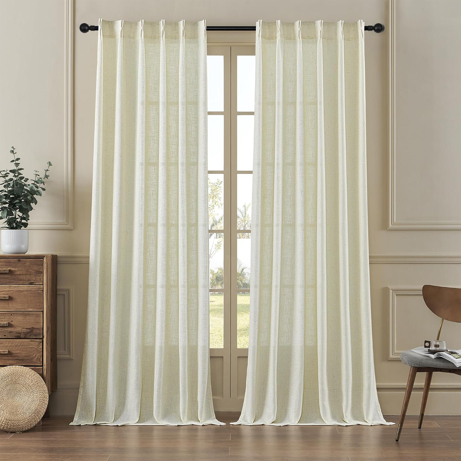 Gracie Oaks Pinch Pleated Linen Sheer Curtains | Wayfair