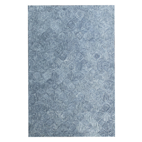 Dakota Fields Tarrance Abstract Hand Tufted Wool Area Rug in Blue | Wayfair