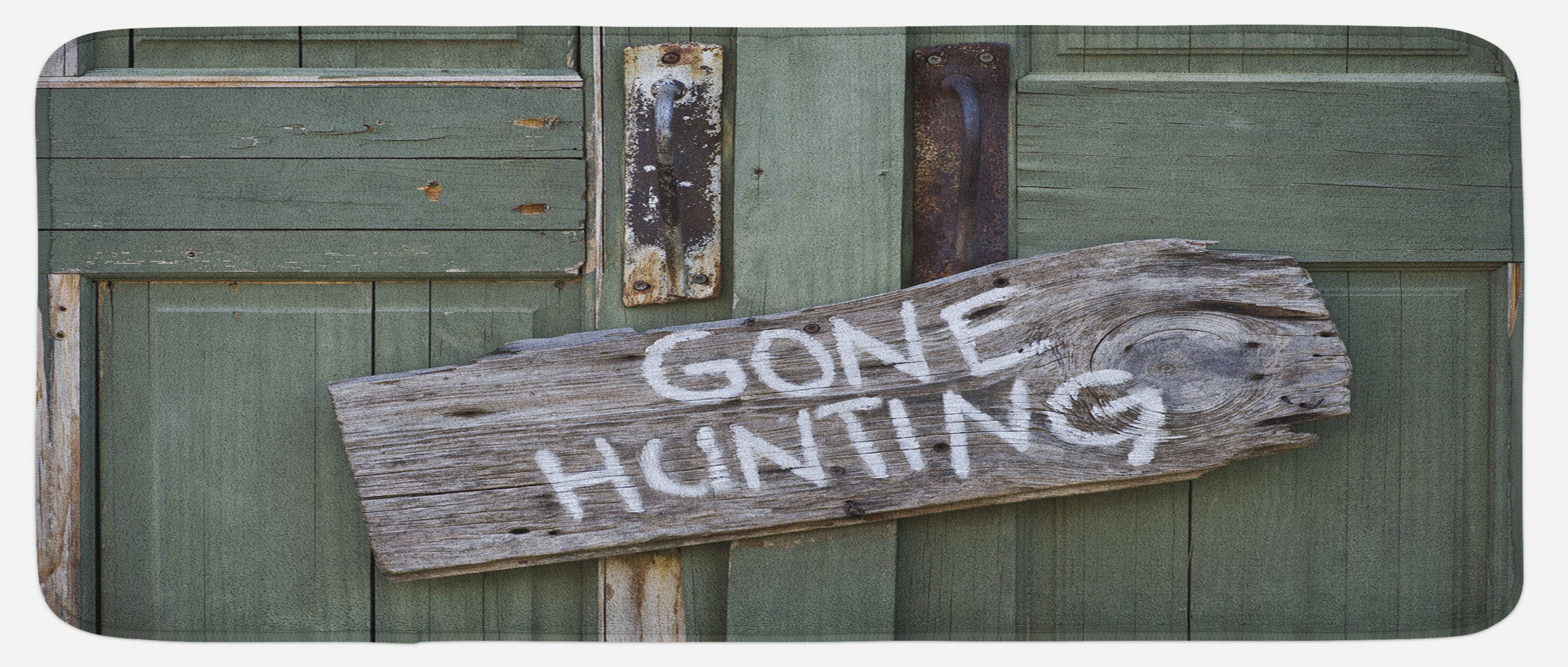 East Urban Home Gone Hunting Written On Wooden Board Old Worn Out ...