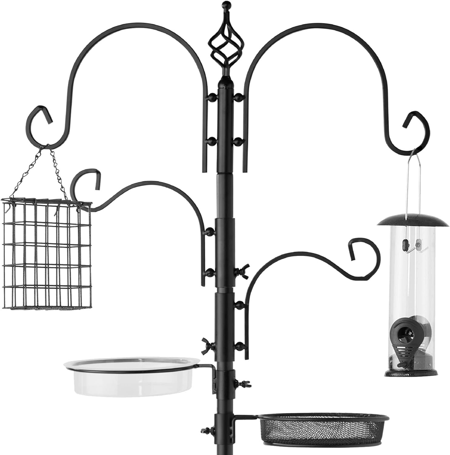 Arlmont & Co. 91In 4-Hook Feeding Station, Steel Multi-Feeder Kit Stand ...
