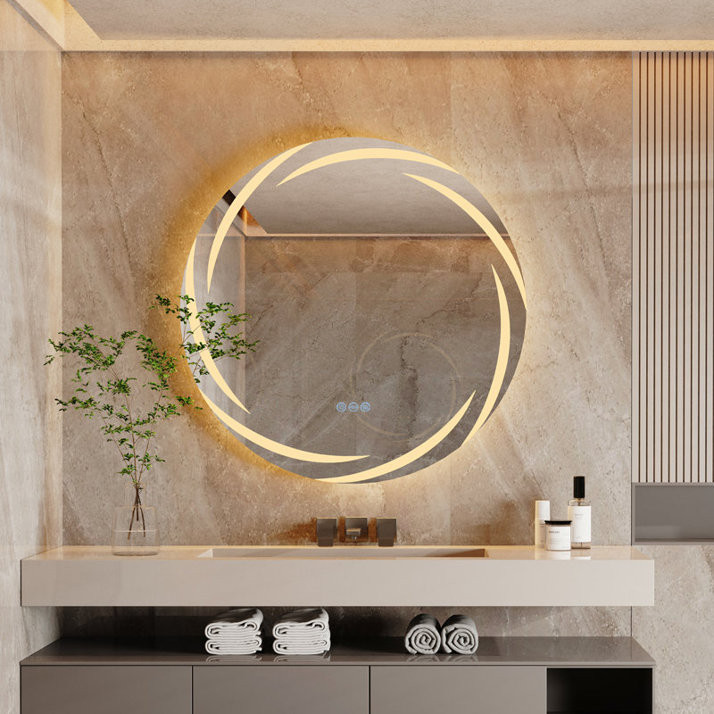 Wrought Studio™ Glenis Round LED Wall Mirror & Reviews | Wayfair