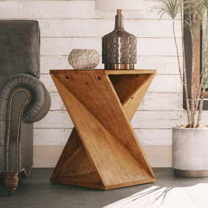Wrought Studio™ Farmhouse Square Solid Wood End Table With Twisted ...