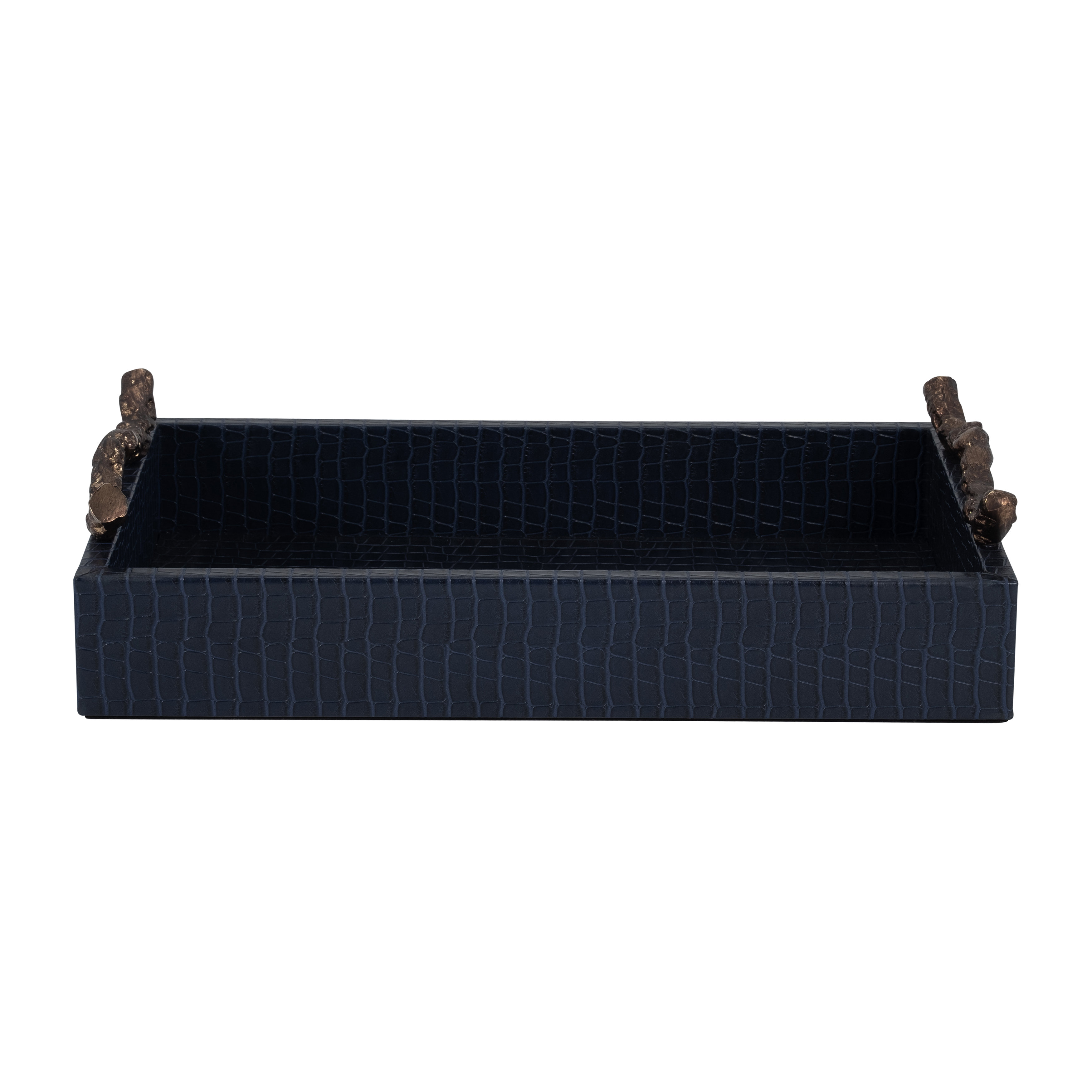 Latitude Run® Faux Leather 16" Copenhagen Tray in Chic Navy and Gold ...
