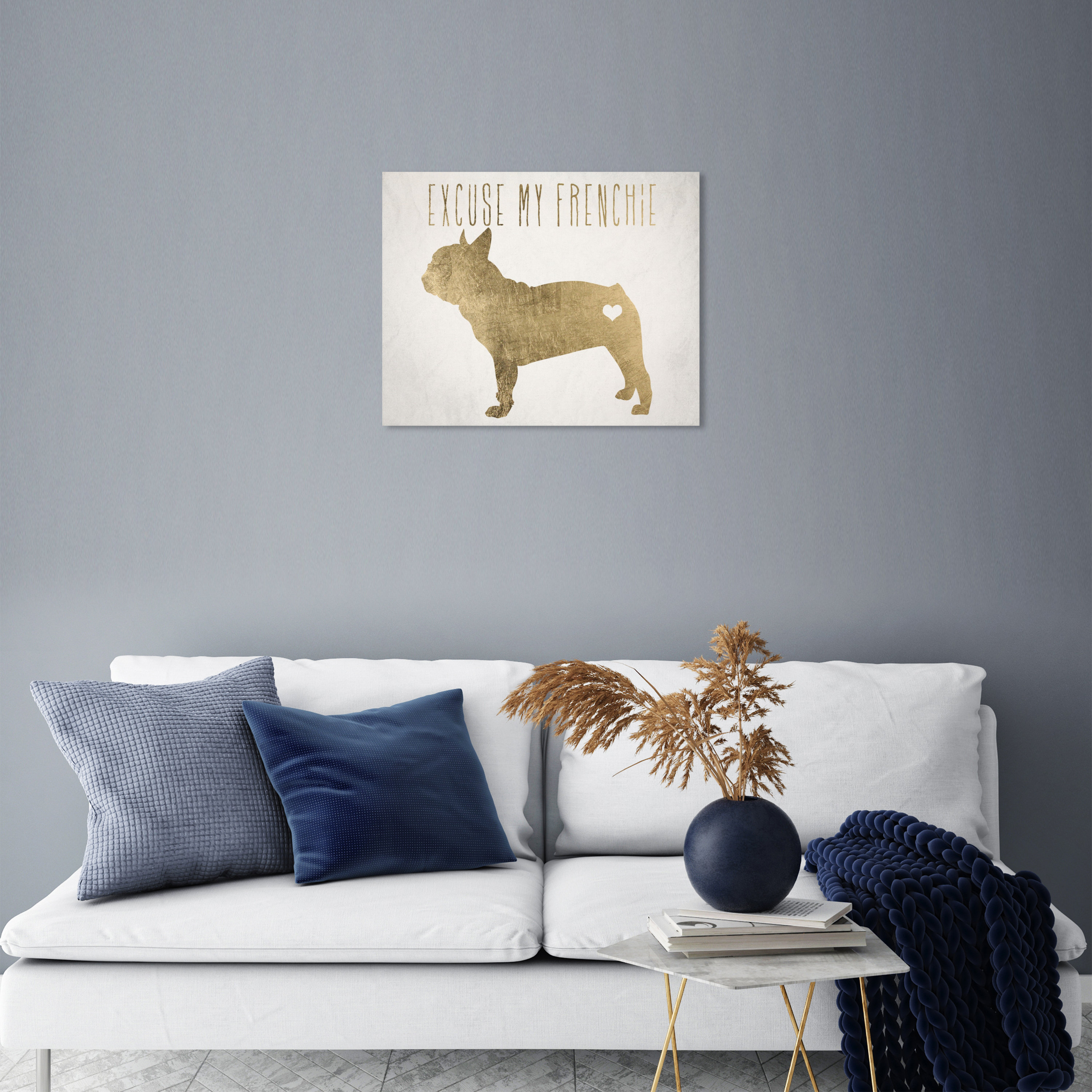 Oliver Gal Prints Frenchie White, Love French Bulldog Modern Gold ...