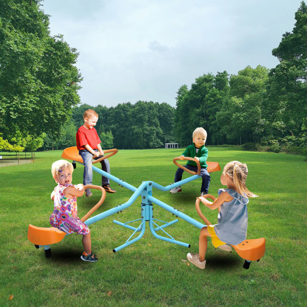 SUMIJ Outdoor Kids Spinning Seesaw Sit and Spin Teeter Totter Backyard ...