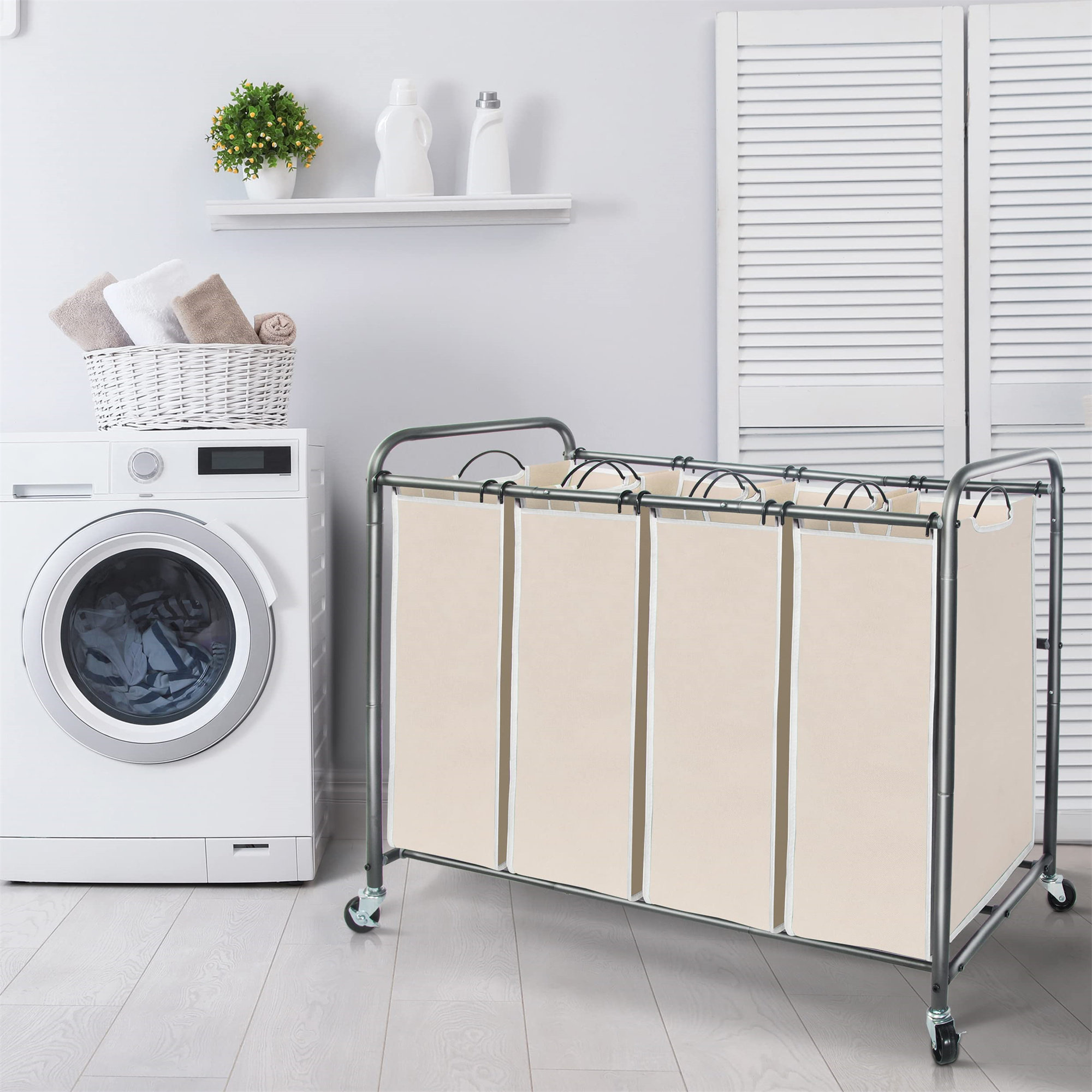 Latitude Run® Rolling Laundry Sorter with Handles | Wayfair