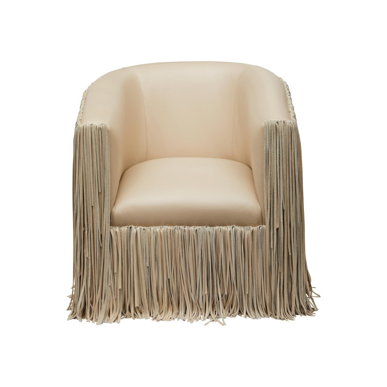 Ngala Trading Co. Leather Fringe Swivel Occasional Chair | Perigold