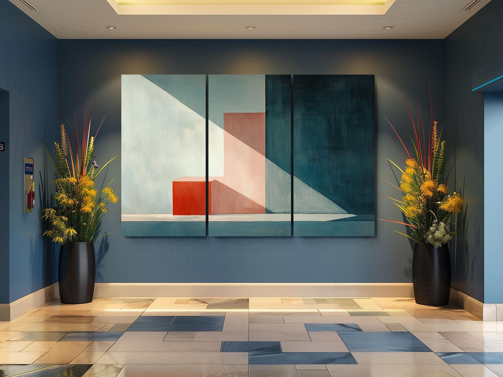 Orren Ellis Triptych Canvas Wall Art – Modern Abstract Triptych Wall ...