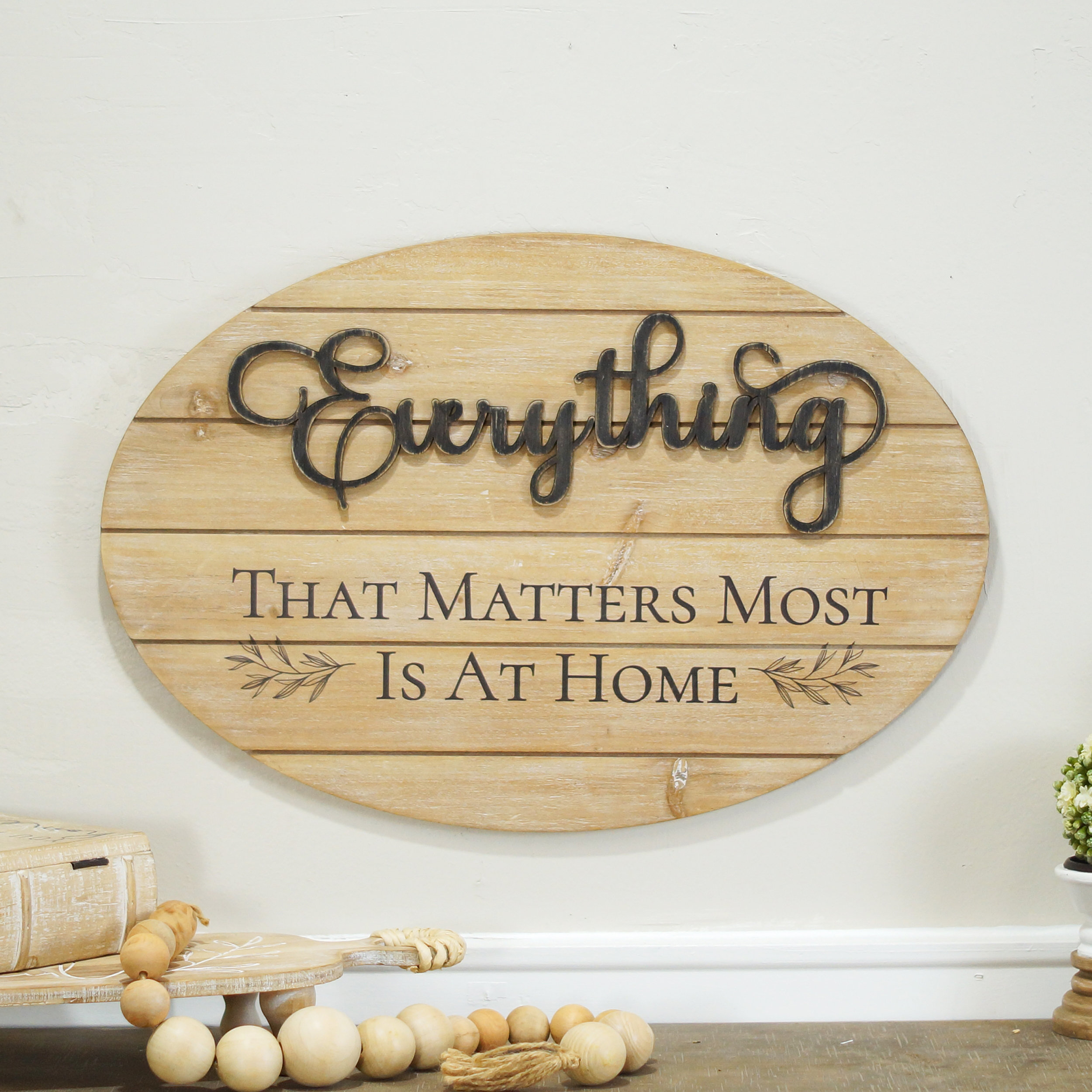 Trinx VIP Wood 22 in. Brown Everything that Matters Sign | Wayfair