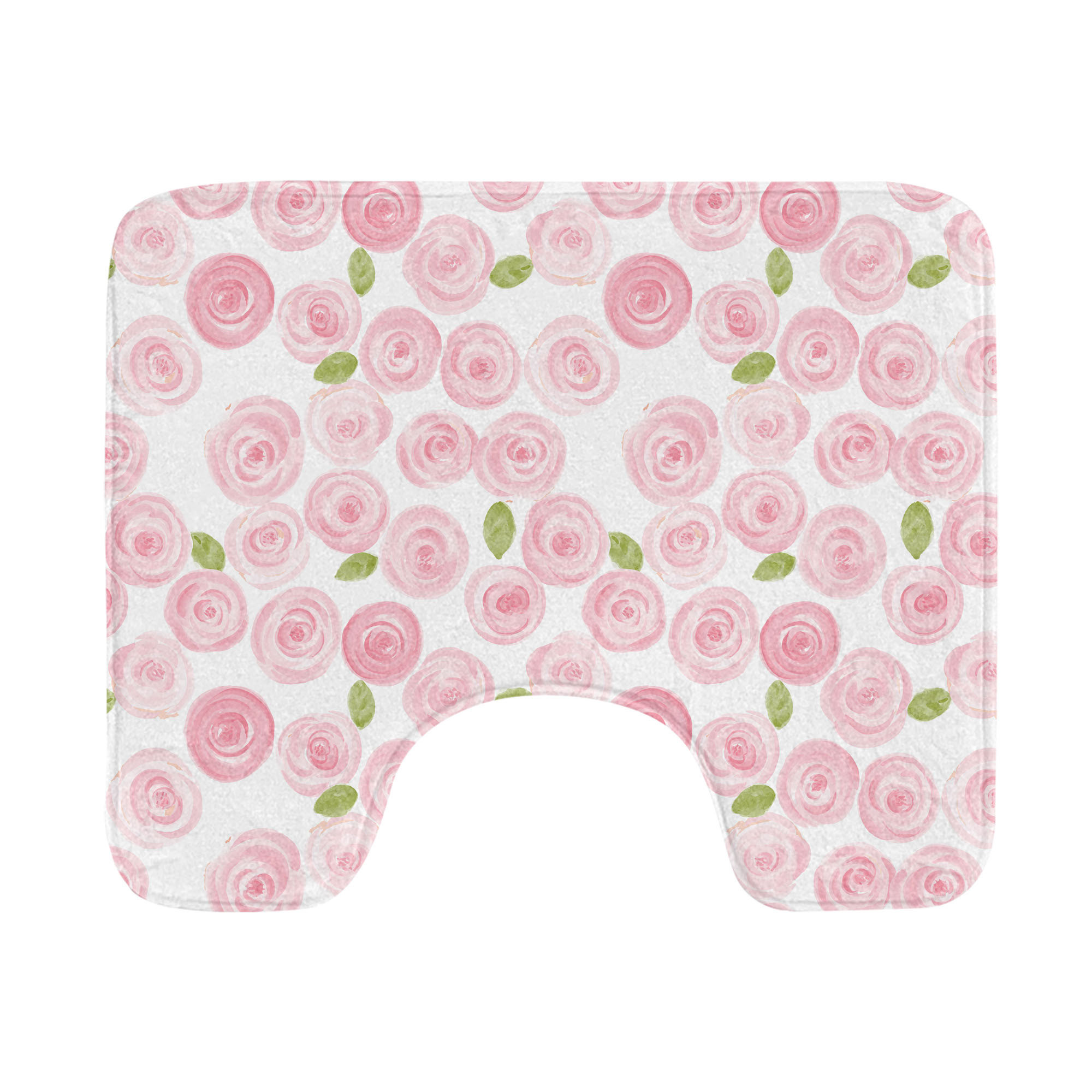 East Urban Home Flower Toilet Mat U-Shape Bathroom Rug 20" Pale Pink ...