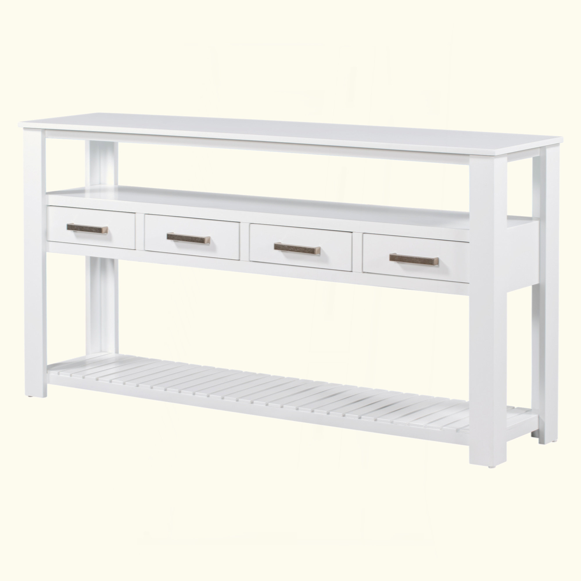 Red Barrel Studio® Vintage Console Table with 4 Drawers & 2 Shelves ...