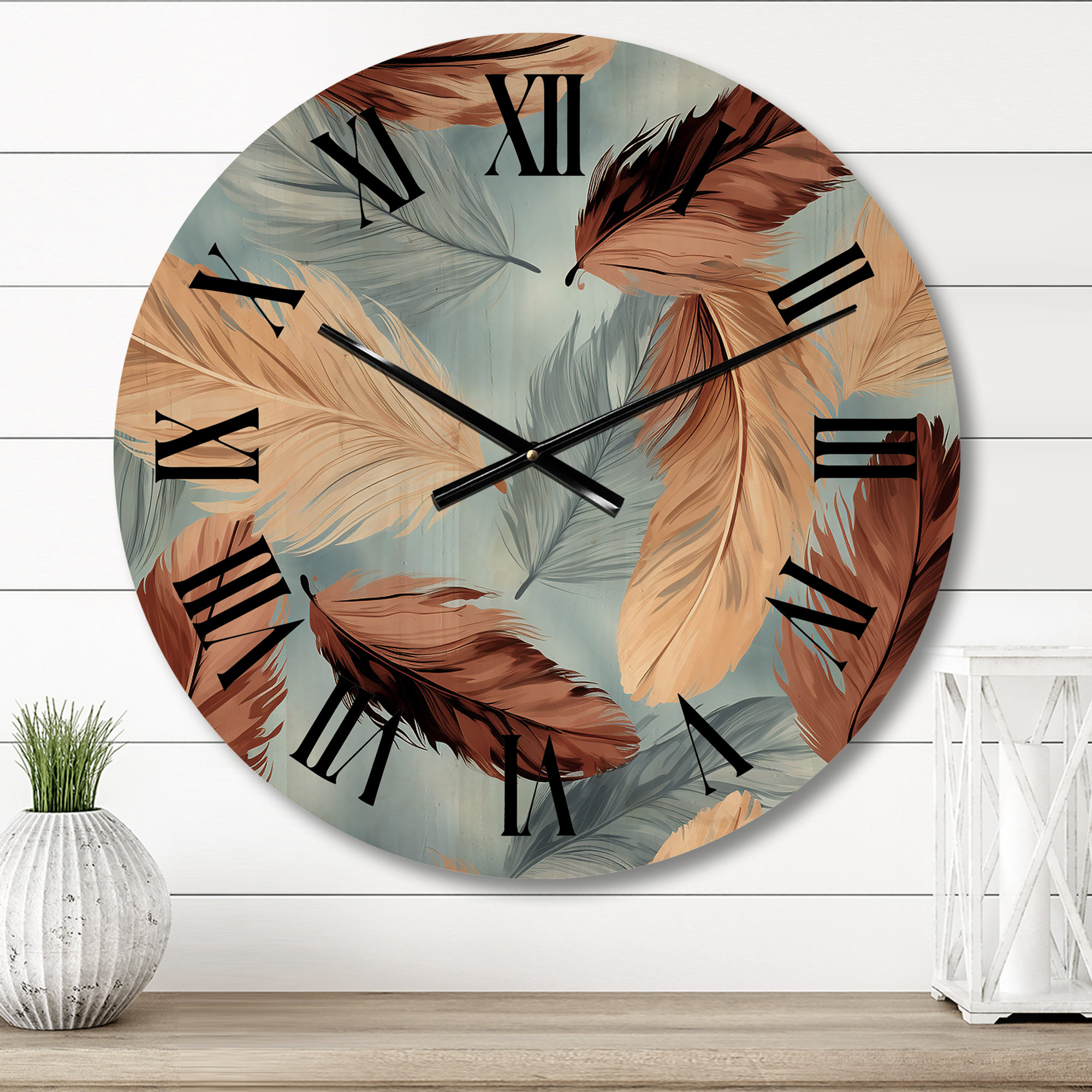 East Urban Home Retro Boho Feathers in Blue and Orange II - Feathers ...