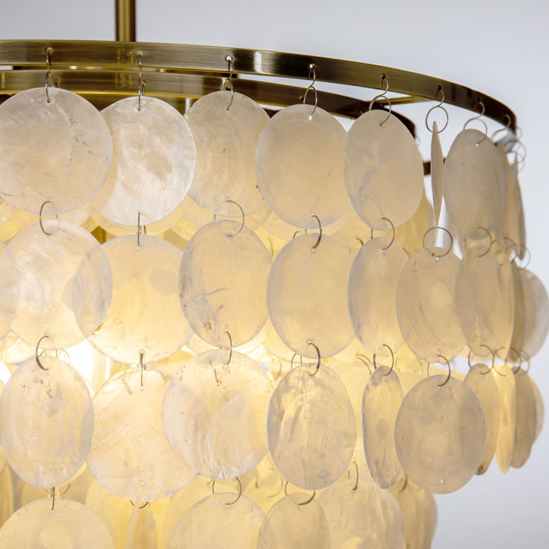 Dakota Fields Chyrl 3 - Light Coastal Natural Capiz Shell Tiered ...