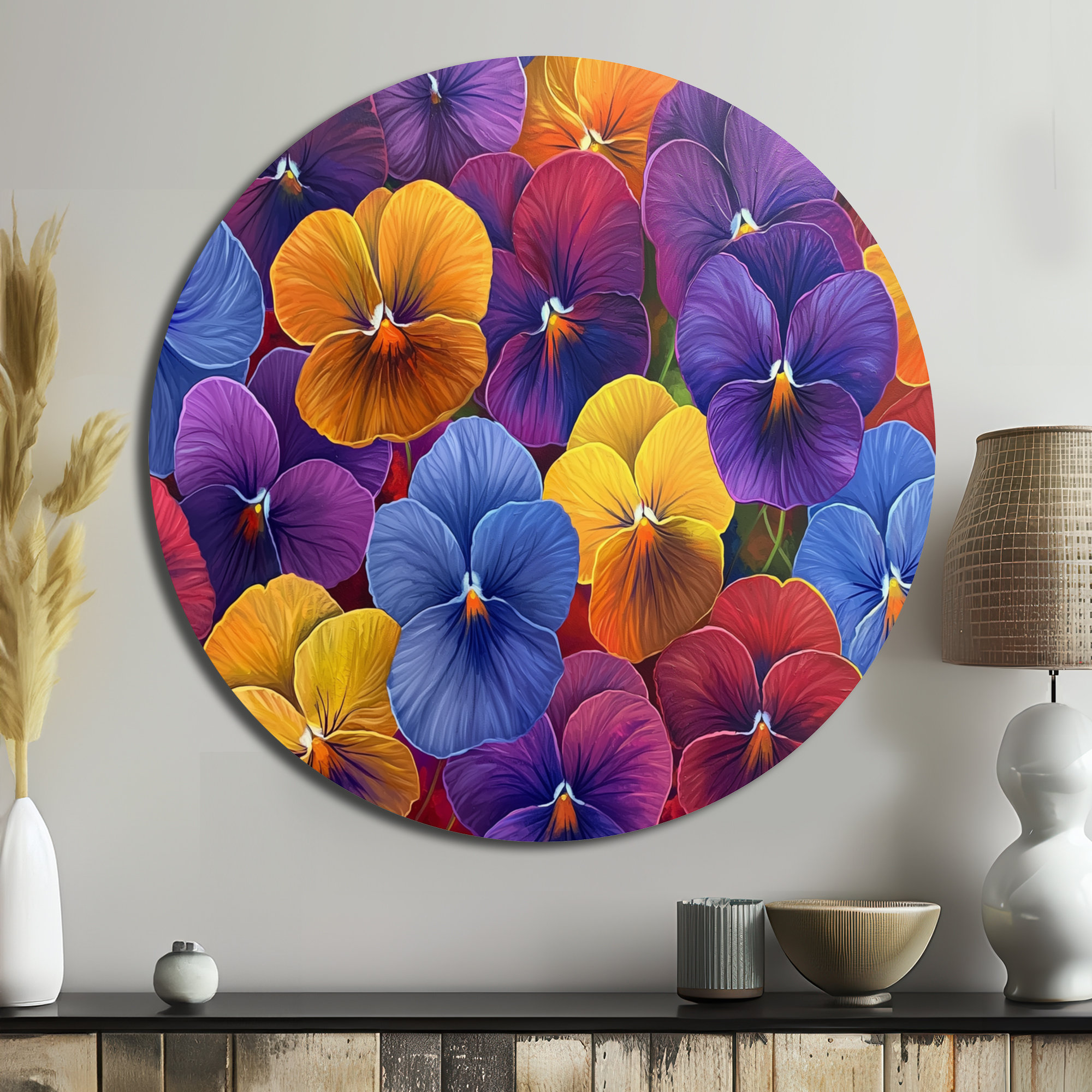 Dakota Fields Vibrant Violets Garden - Botanical Round Wall Art, Purple ...