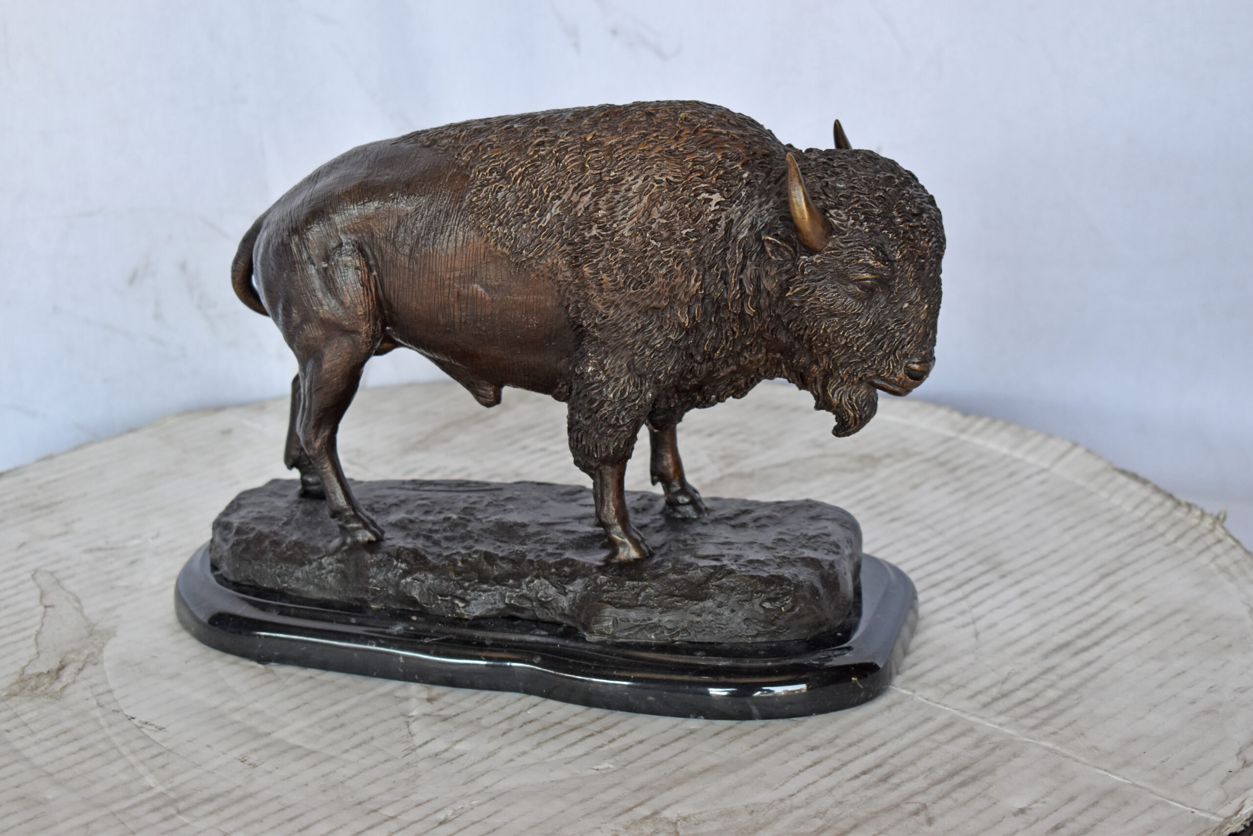Loon Peak® Bellaire Bison standing and looking down Bronze Statue ...