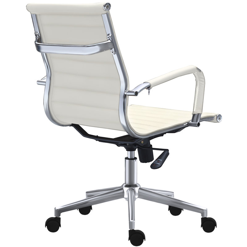 Inbox Zero Modern Mid Back Ribbed PU Leather Swivel Tilt Adjustable ...