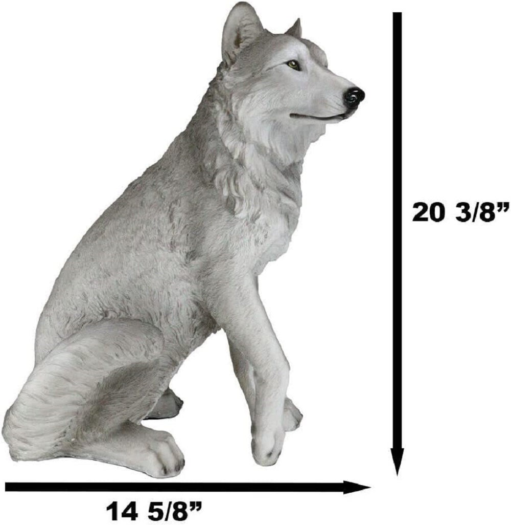Millwood Pines Tolan Wildlife Sitting Alpha Gray Wolf Statue & Reviews ...