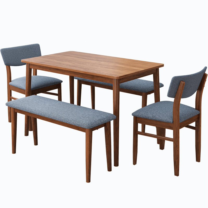 Latitude Run® Solid Wood Dining Table With 2 Benches And 2 Chairs | Wayfair