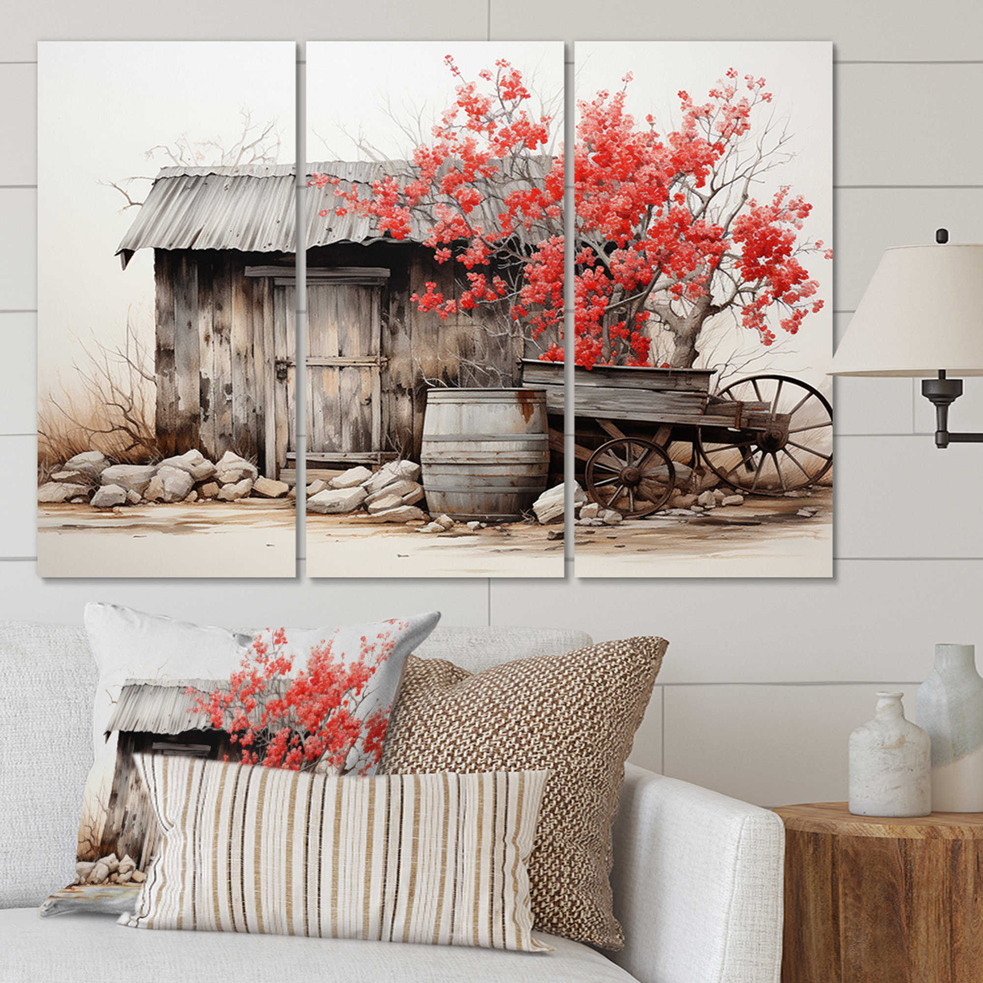 Winston Porter Barn Rustic Elegance II - Farmhouse Canvas Wall Art Set ...
