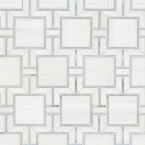 MSI Bianco Dolomite Alana 11" X 13" Polished Marble Mosaic Floor And ...