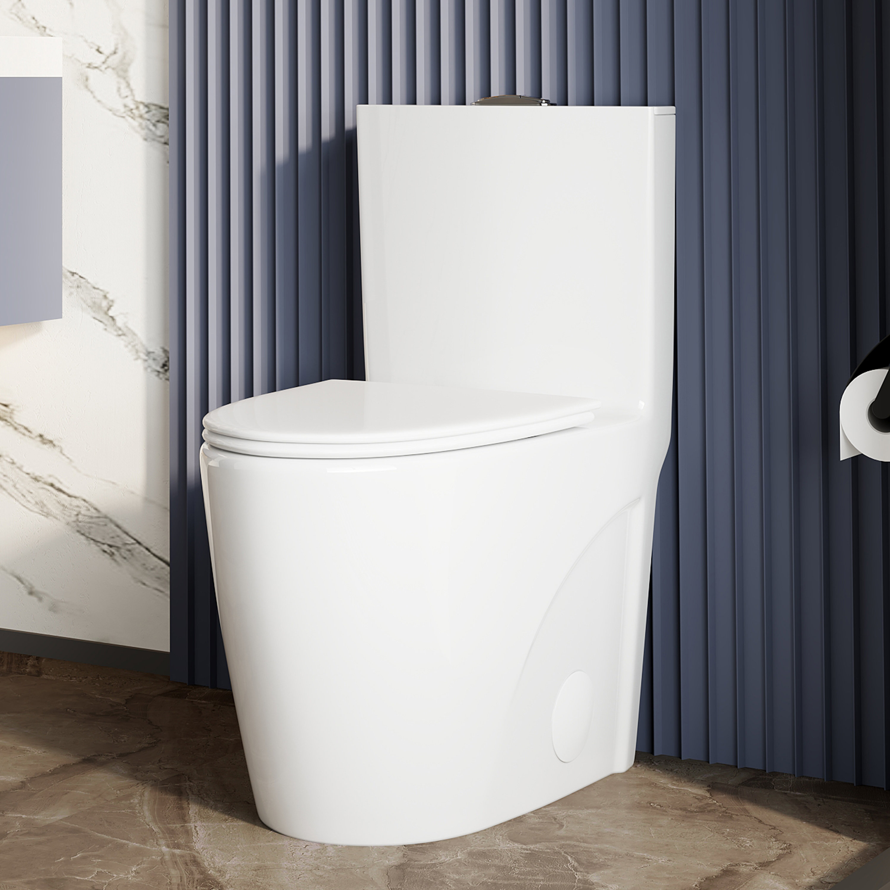 HydureSource Reno One Piece Toilet, Map 1000g 1.1/1.6 Siphon Dual Flush ...