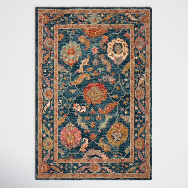 Elmsford Wool Blue/Brown Rug & Reviews | Birch Lane