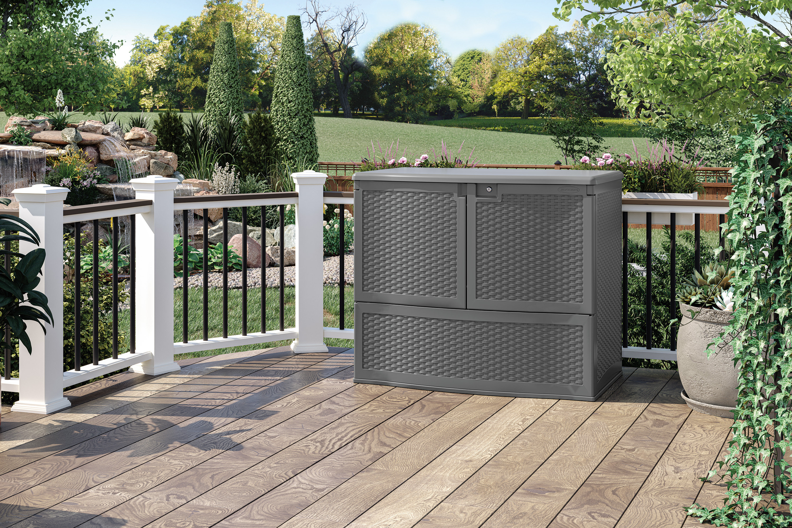 Suncast 195 Gallon Resin Lockable Cabinet Deck Box & Reviews | Wayfair