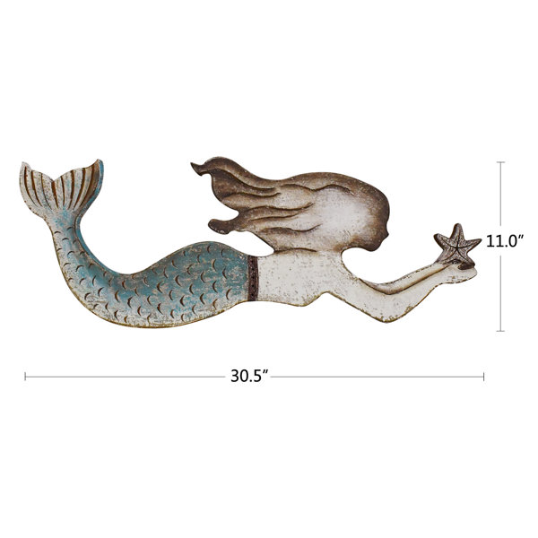 Highland Dunes Wooden Mermaid Hanging | Wayfair