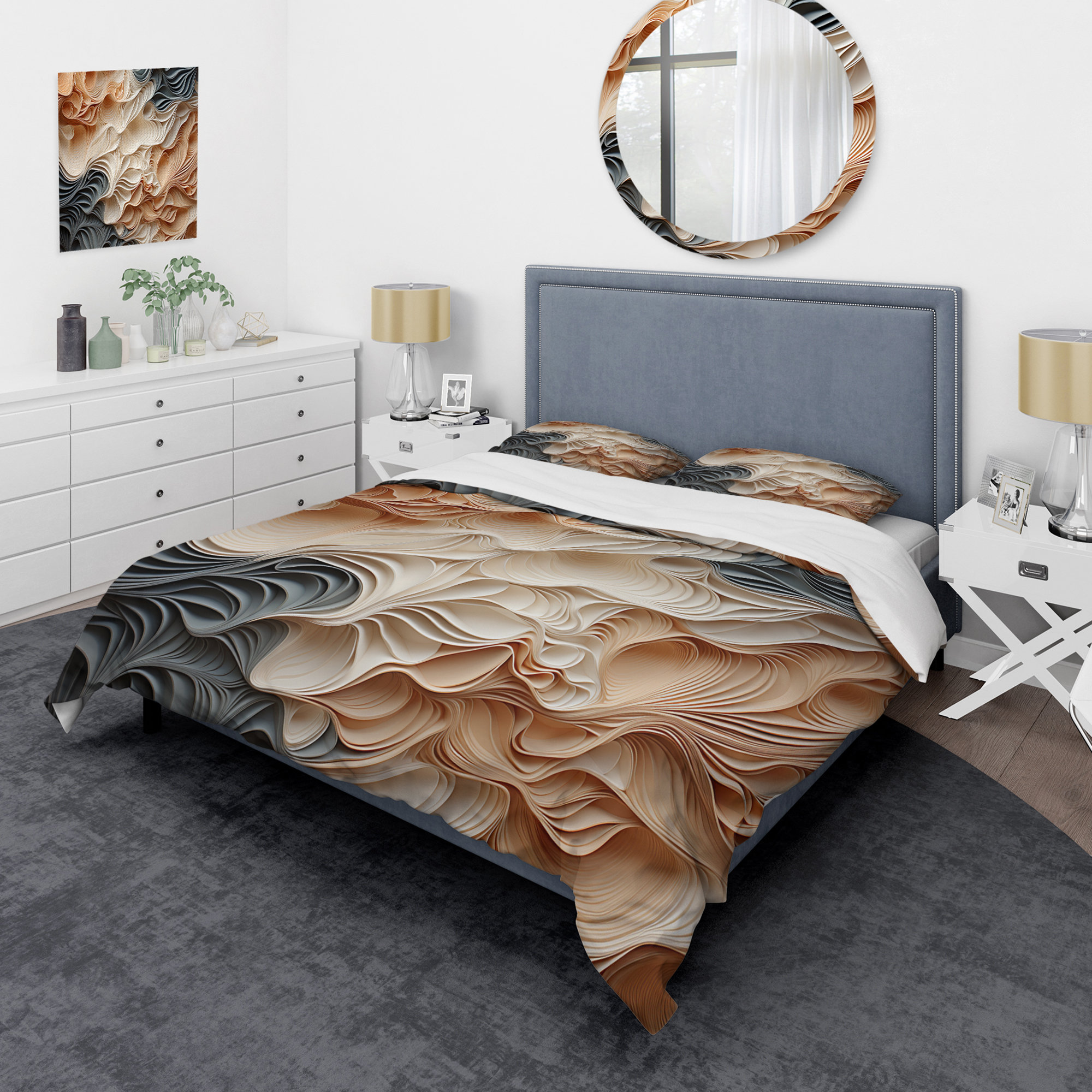 Design Art Beige And Orange Custards Collage I - Abstract Duvet Cover ...