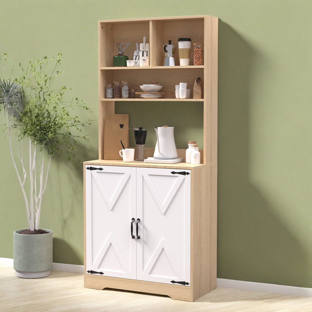Gracie Oaks 31.5" Modern Kitchen Pantry – Two-Tier Storage Cabinet ...