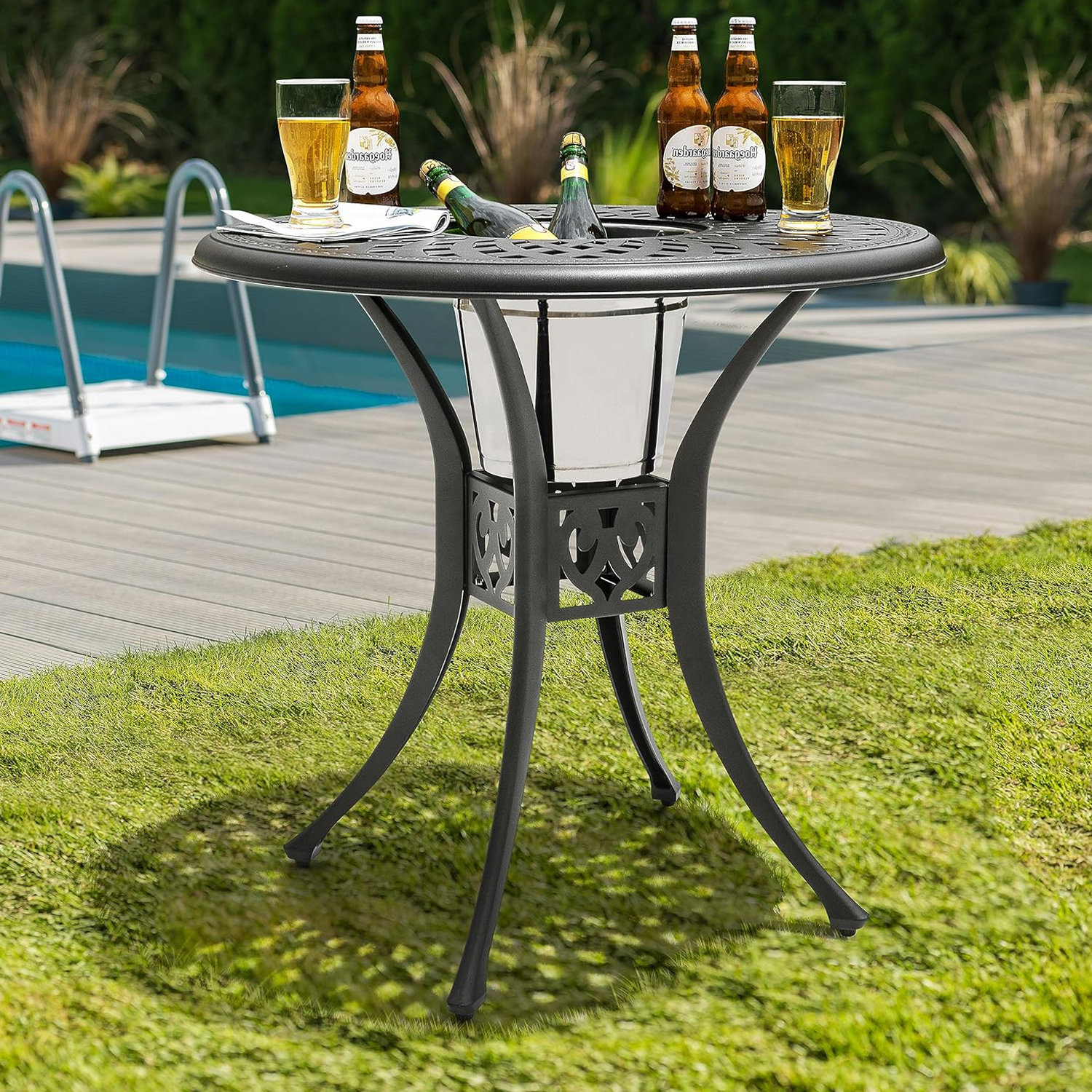 Red Barrel Studio® Girja Round 30'' Outdoor Dining Table | Wayfair