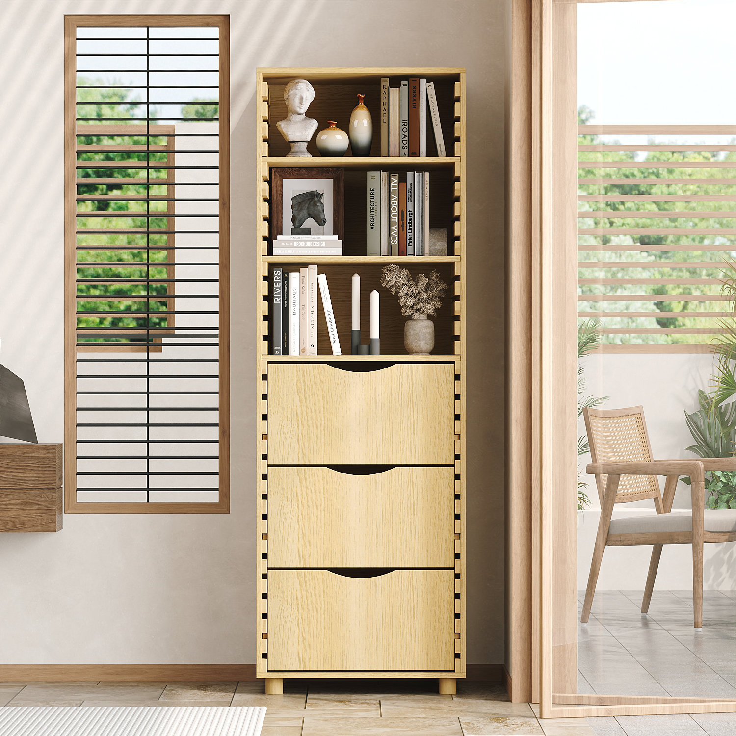 Hokku Designs Customizable Wood-Grain 3-Drawer Storage Cabinet With ...