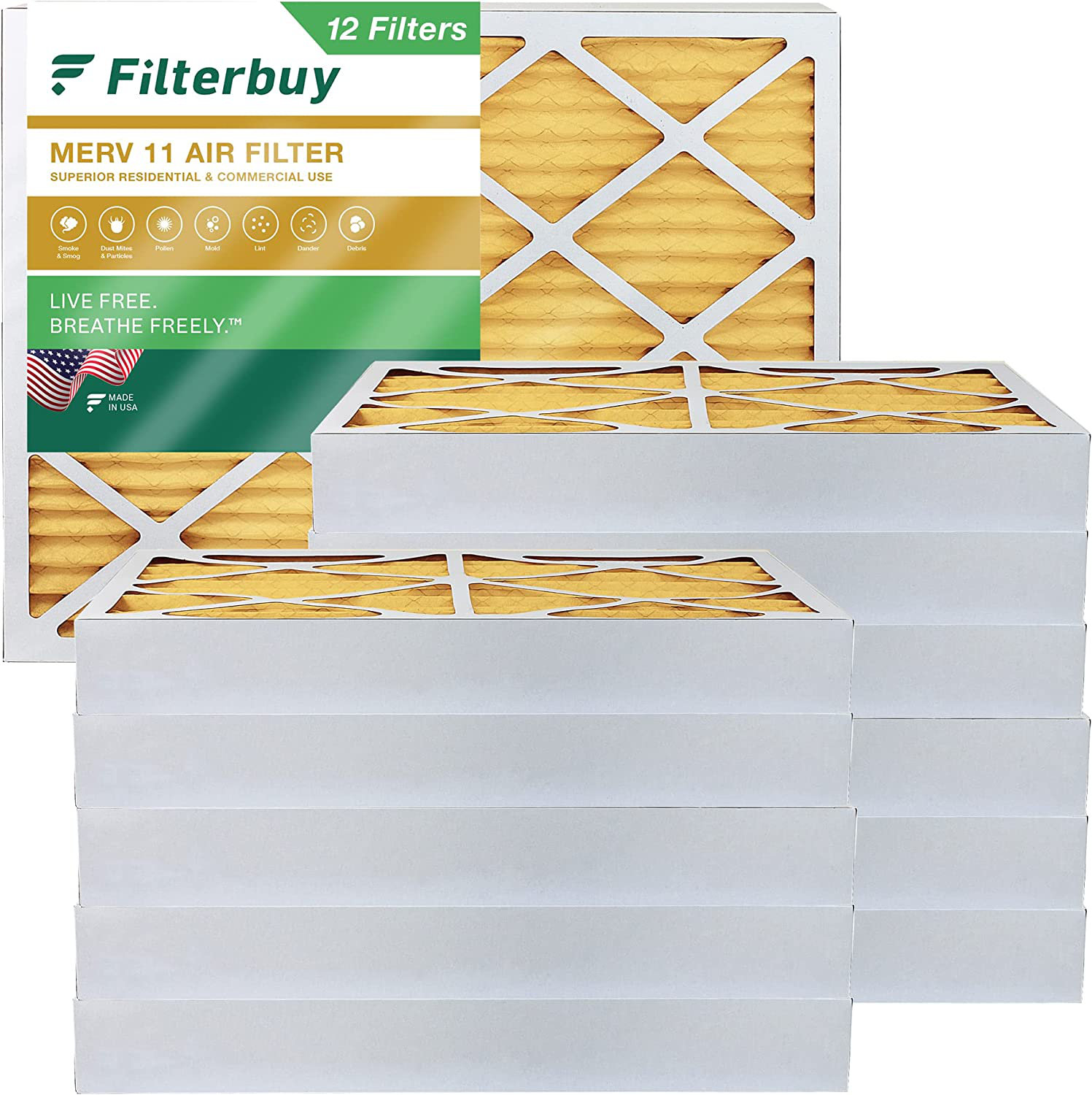 Filterbuy 20x25x4 Air Filter MERV 11, Pleated HVAC AC Furnace Filters ...